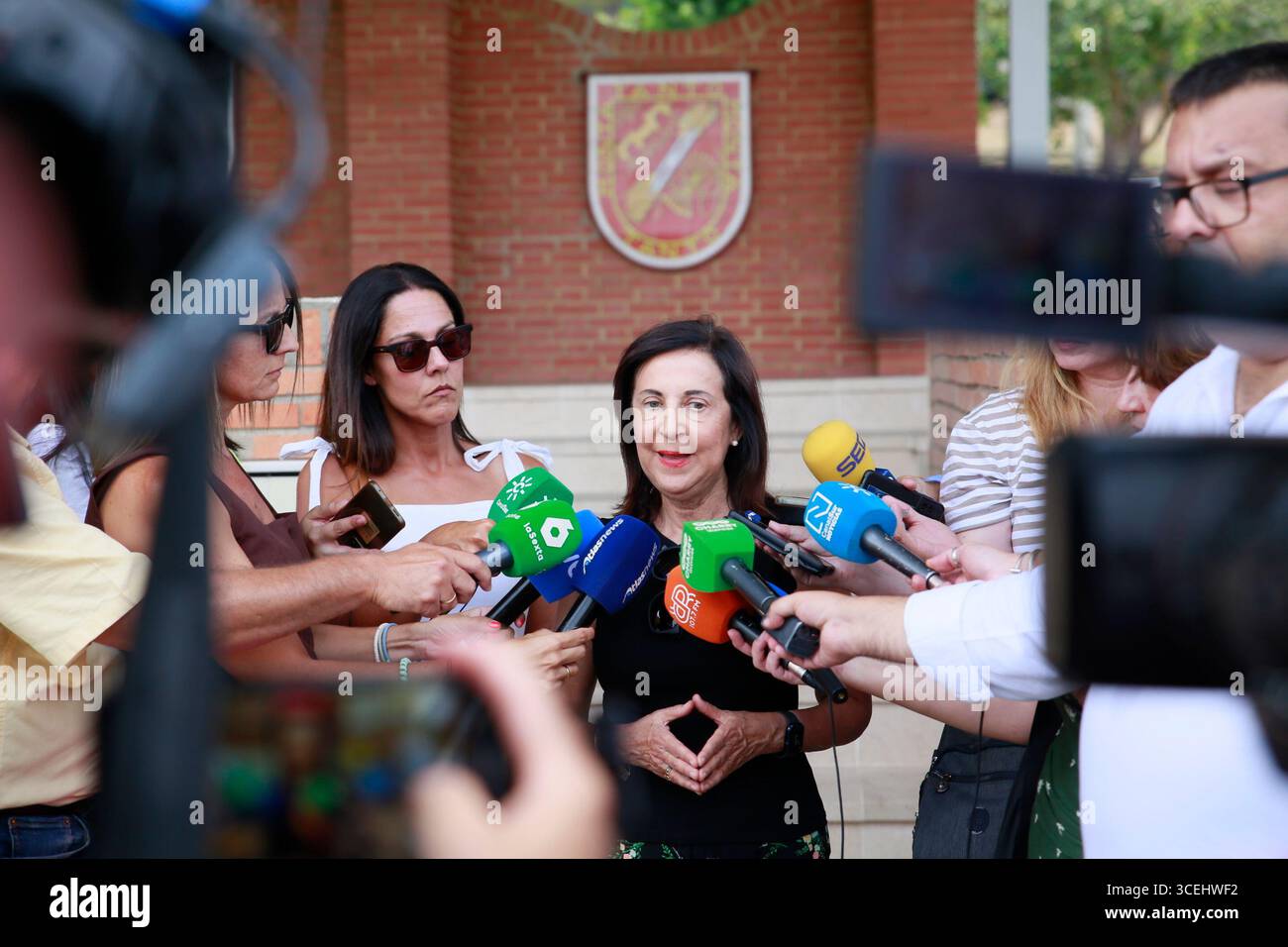 The Minister of Defense, Margarita Robles attends to the media after ...