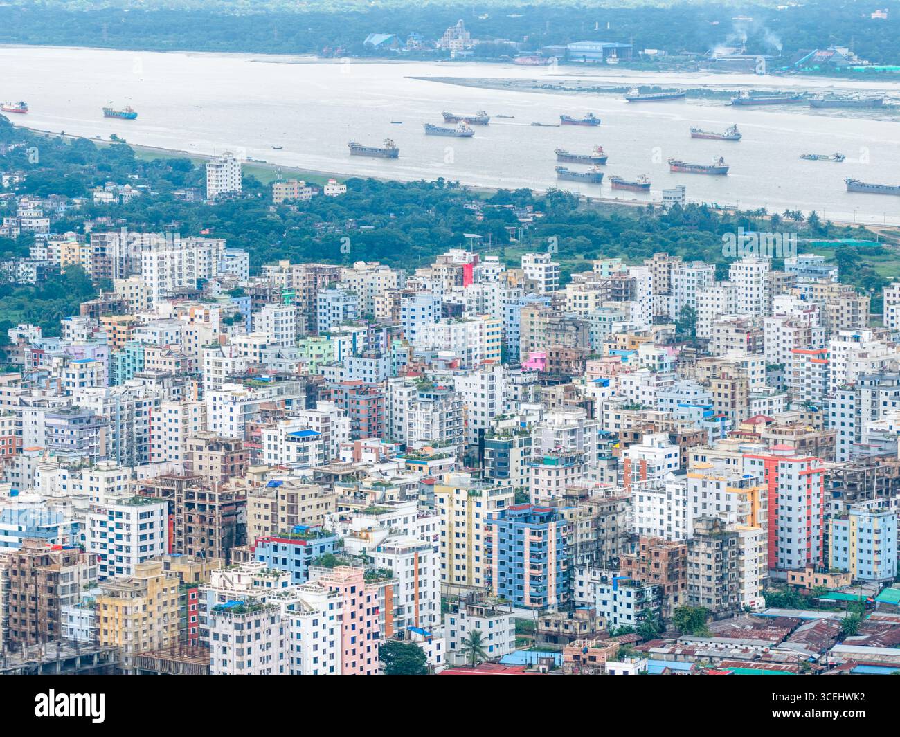 Chattogram, Bangladesh - 15 August 2025: Aerial view of the bustling ...