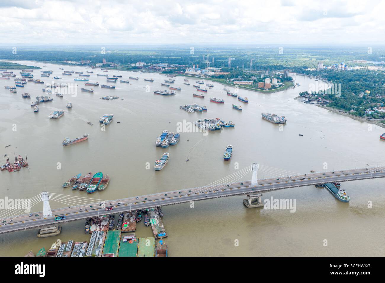 Chattogram, Bangladesh - 15 August 2025: Aerial view of the Karnaphuli ...