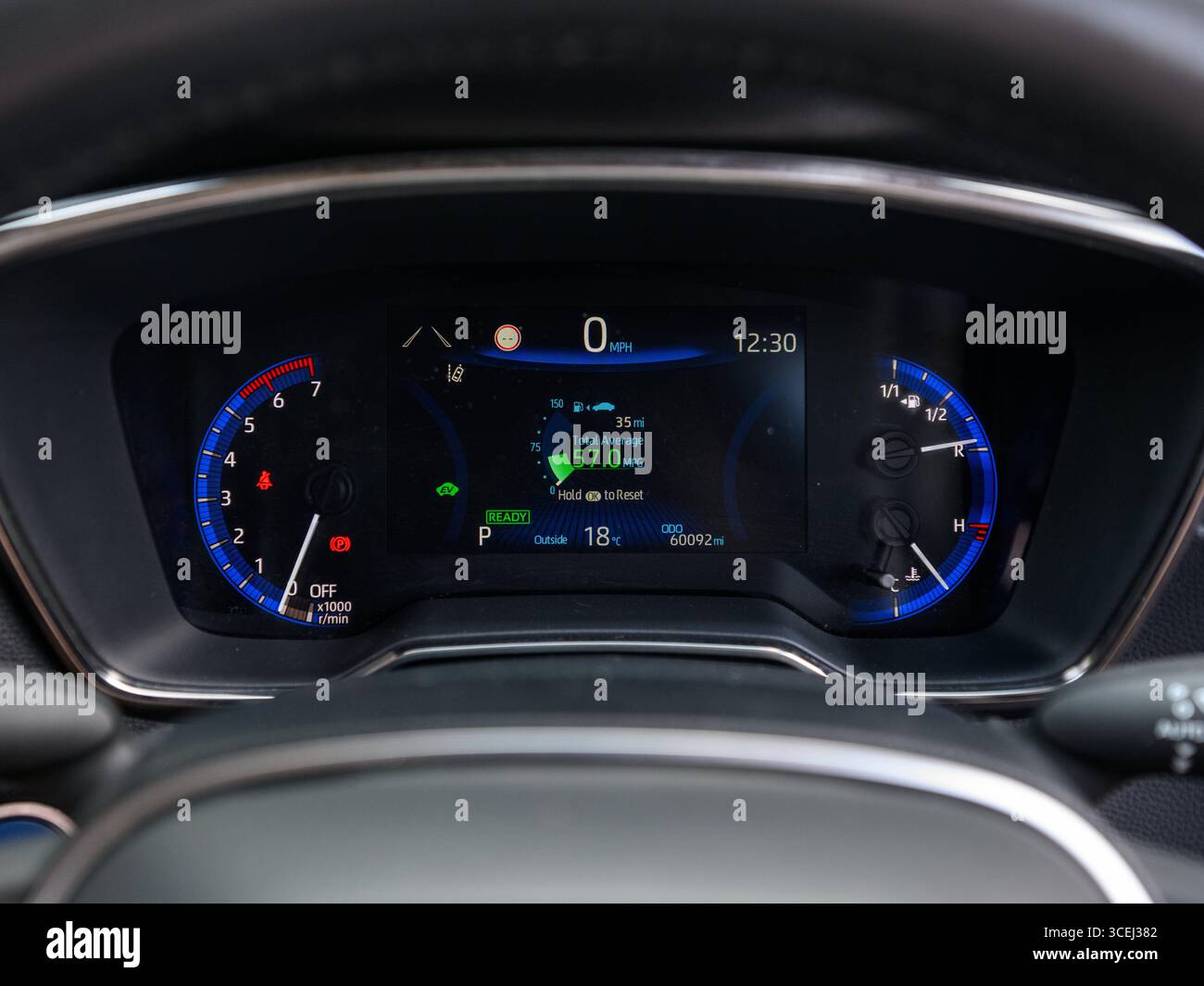 Derby, UK - August 18 2025: digital instrument cluster in a modern car ...