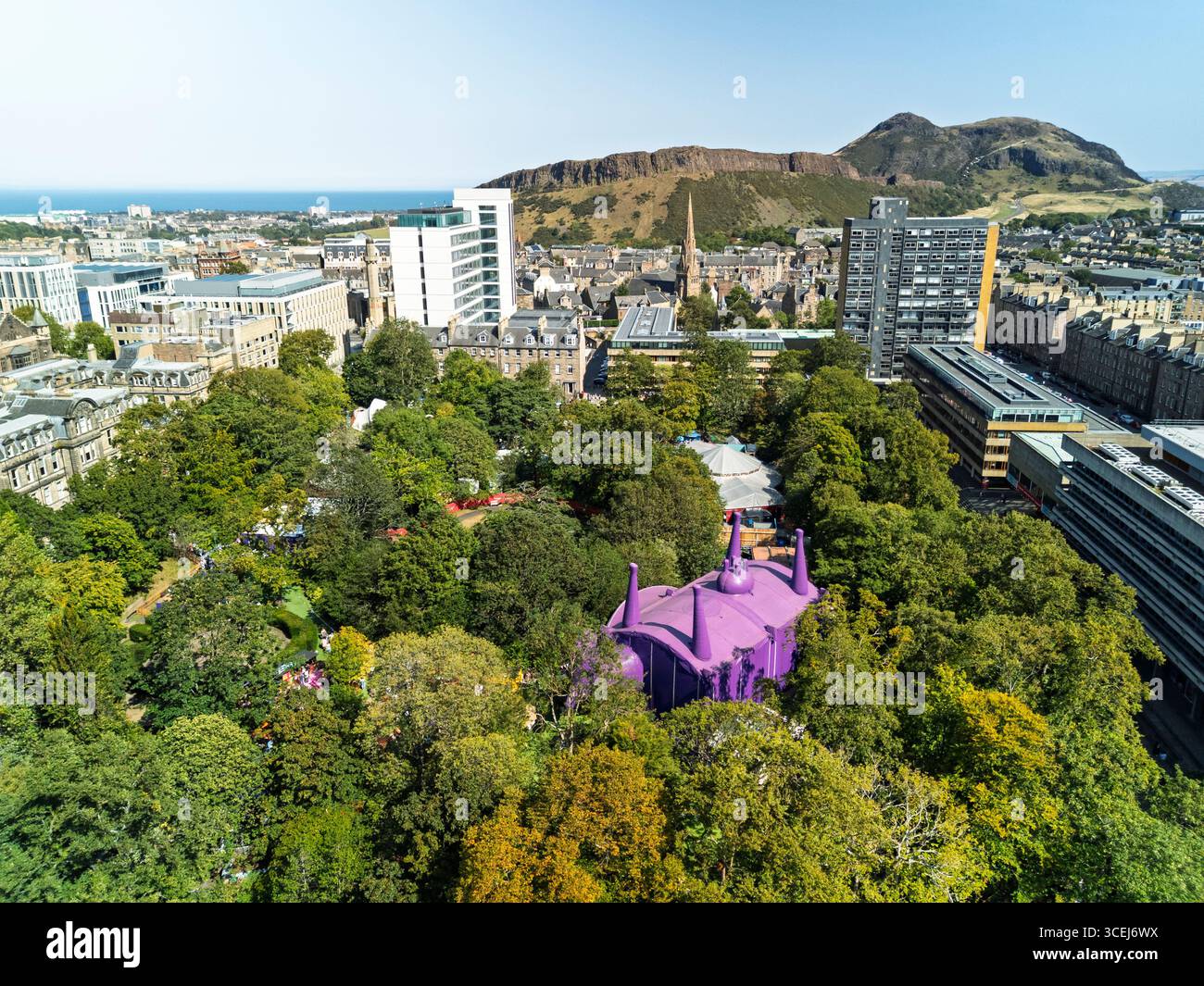 Aerial view of Edinburgh Fringe venues by Assembly and Underbelly in ...