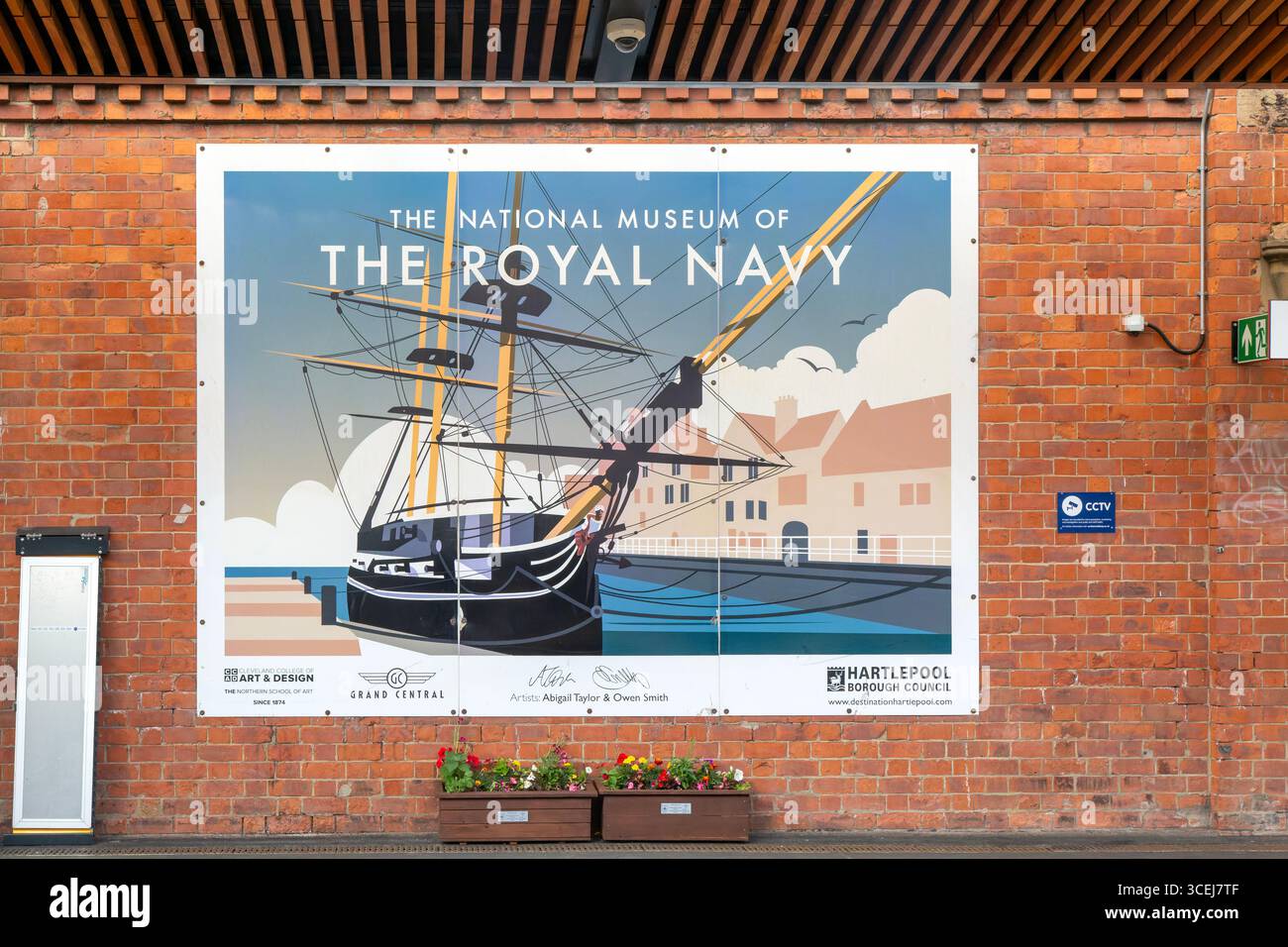 Tourism promotion billboard poster at railway station, Hartlepool ...