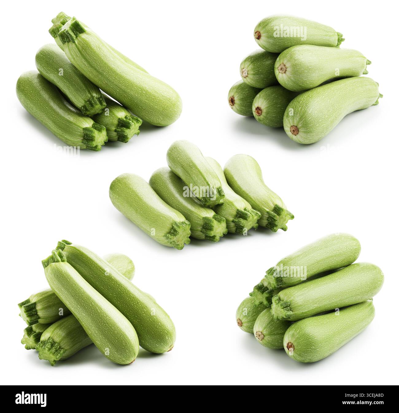 Fresh ripe zucchini isolated on white, collage Stock Photo - Alamy