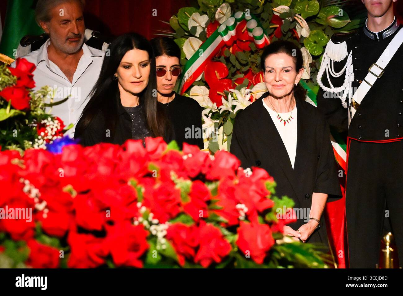Rome, Pippo Baudo dies at the funeral home. Pictured are Giorgia and ...