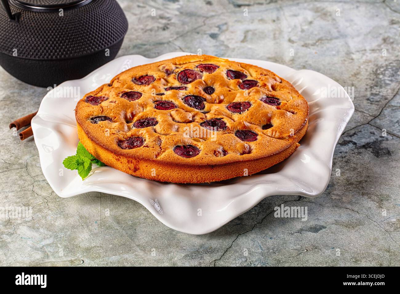 Crust homemade pie with purple plums Stock Photo - Alamy
