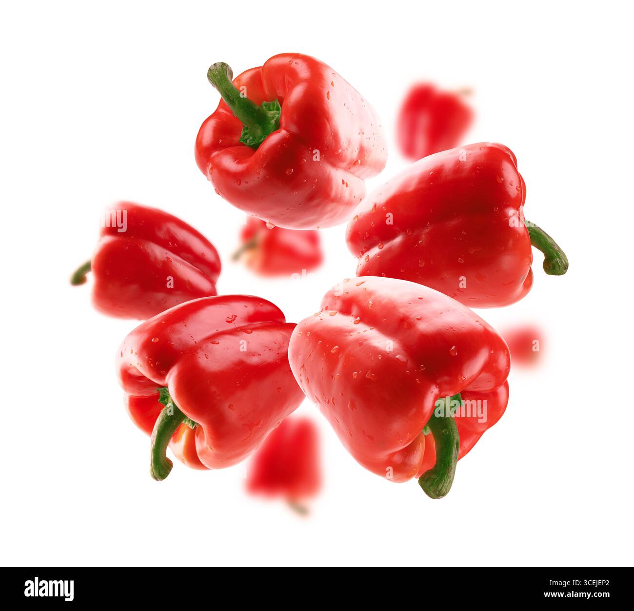 Red paprika levitates on a white background Stock Photo - Alamy