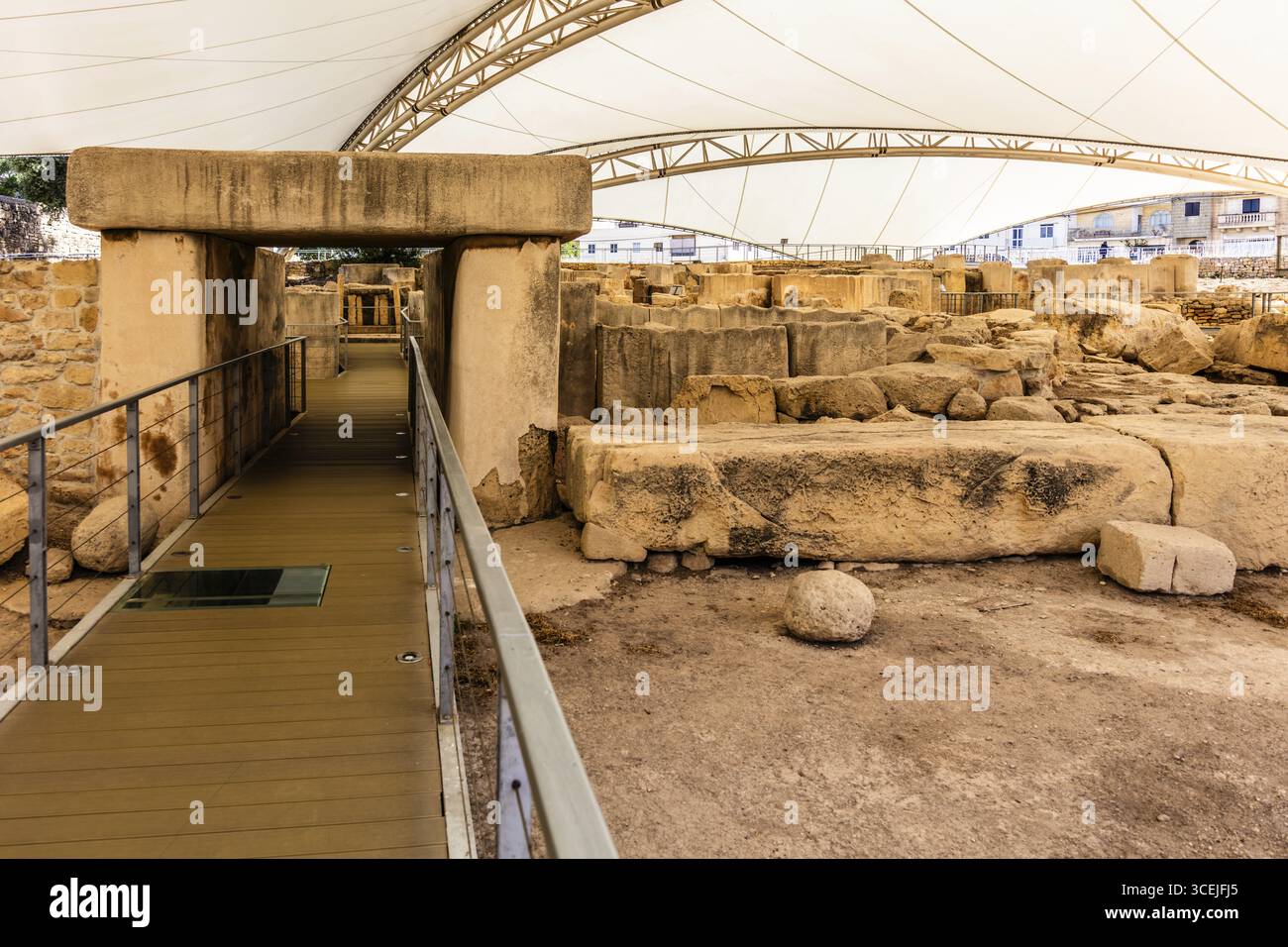 View through the trilithic portal of the southern temple, Megalithic ...
