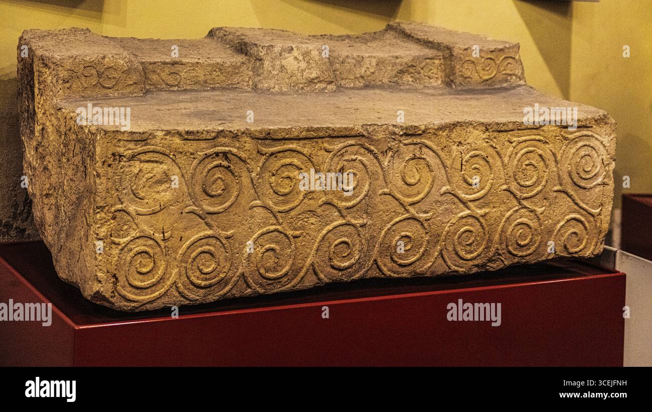 Main hall with rock carvings of prehistoric temples, National Museum of ...