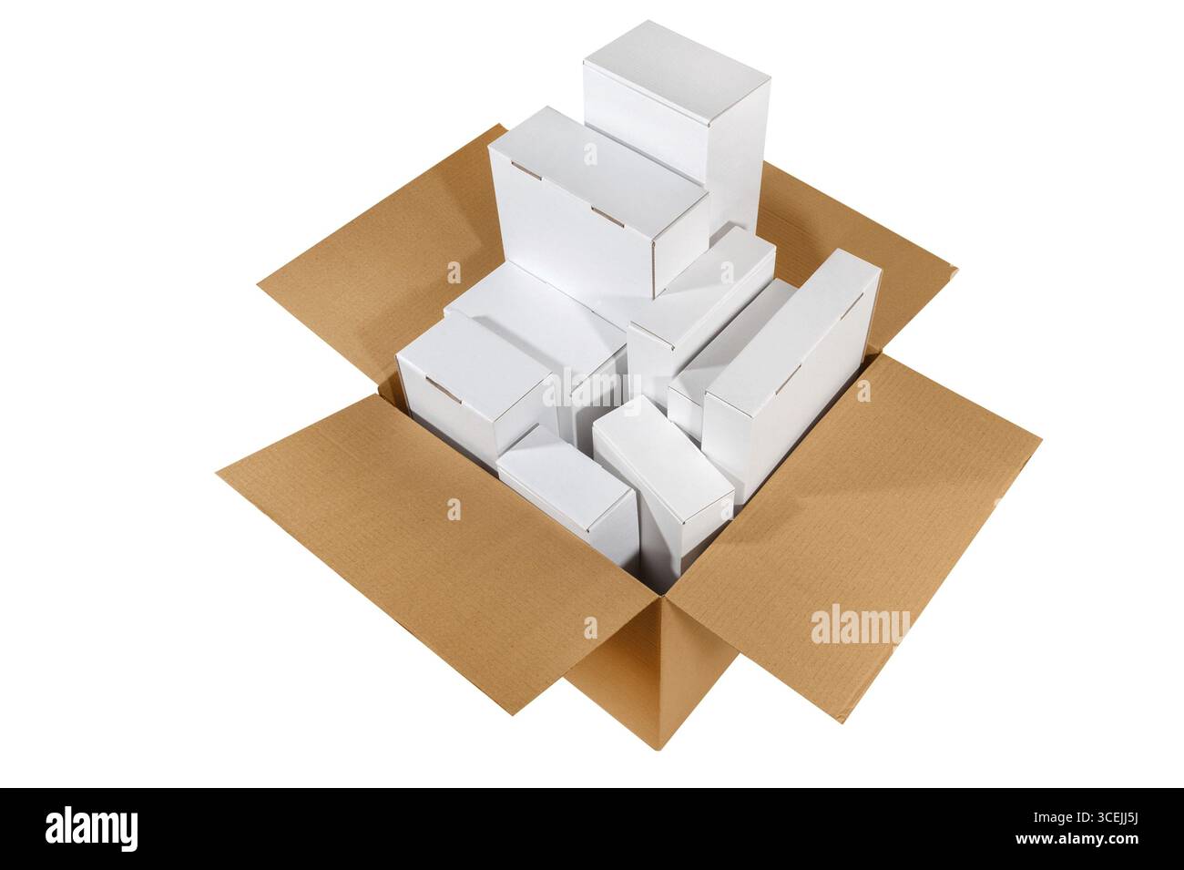 Set of new blank cardboard box Stock Photo - Alamy