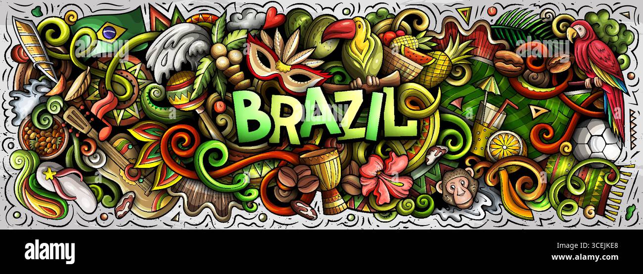 Brazil vector cartoon doodle banner design Stock Vector Image & Art - Alamy
