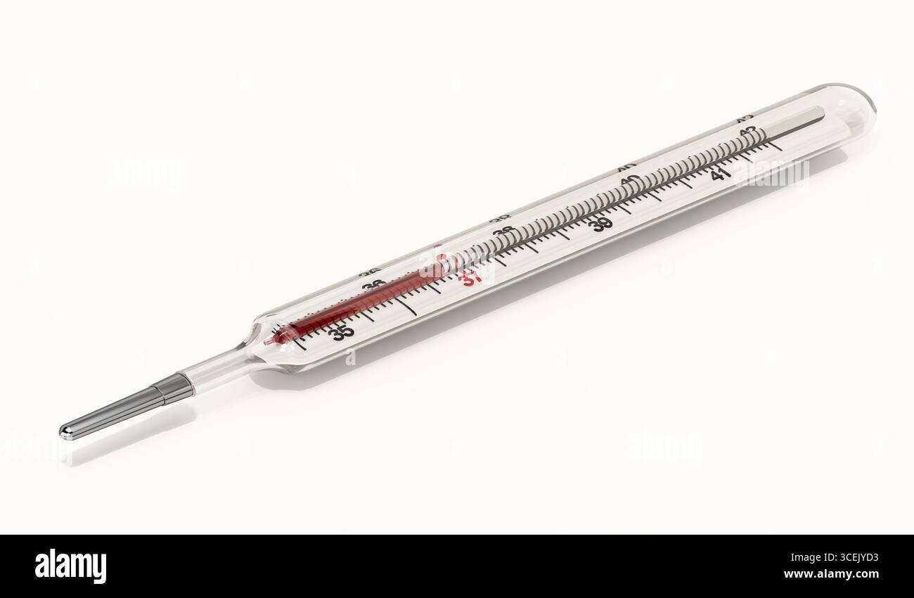 Analogue thermometer isolated on white background. 3D illustration ...
