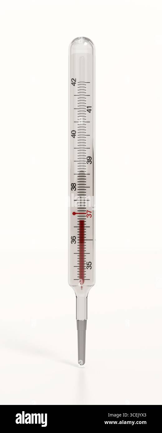 Analogue thermometer isolated on white background. 3D illustration ...