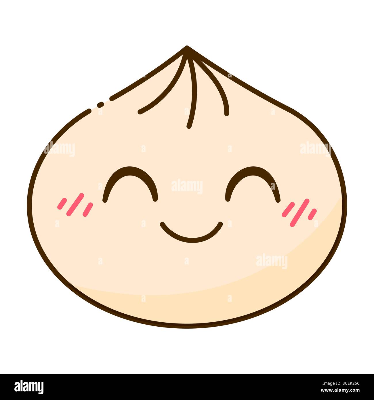 Cute Baozi Character with Closed Eyes and Happy Smiling Face Isolated ...
