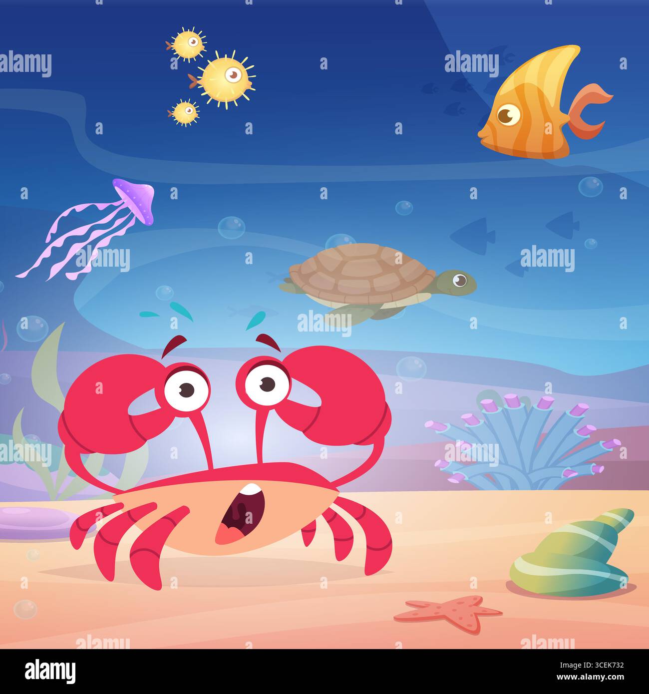 Turtle fish swimming undersea Stock Vector Images - Alamy