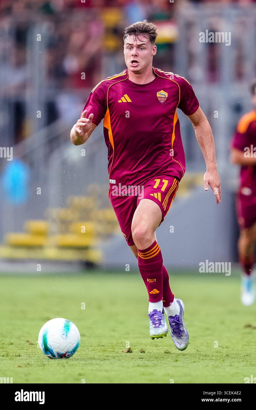 Evan Ferguson of AS Roma in action during the Pre-Season friendly match ...