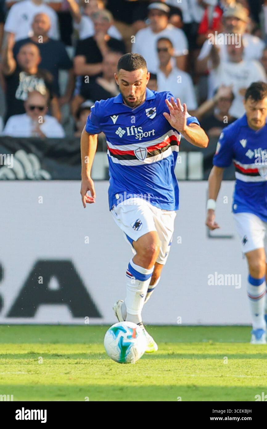 Sampdoria's Jordan Ferri in action during the Italian Cup soccer match between Spezia and ...