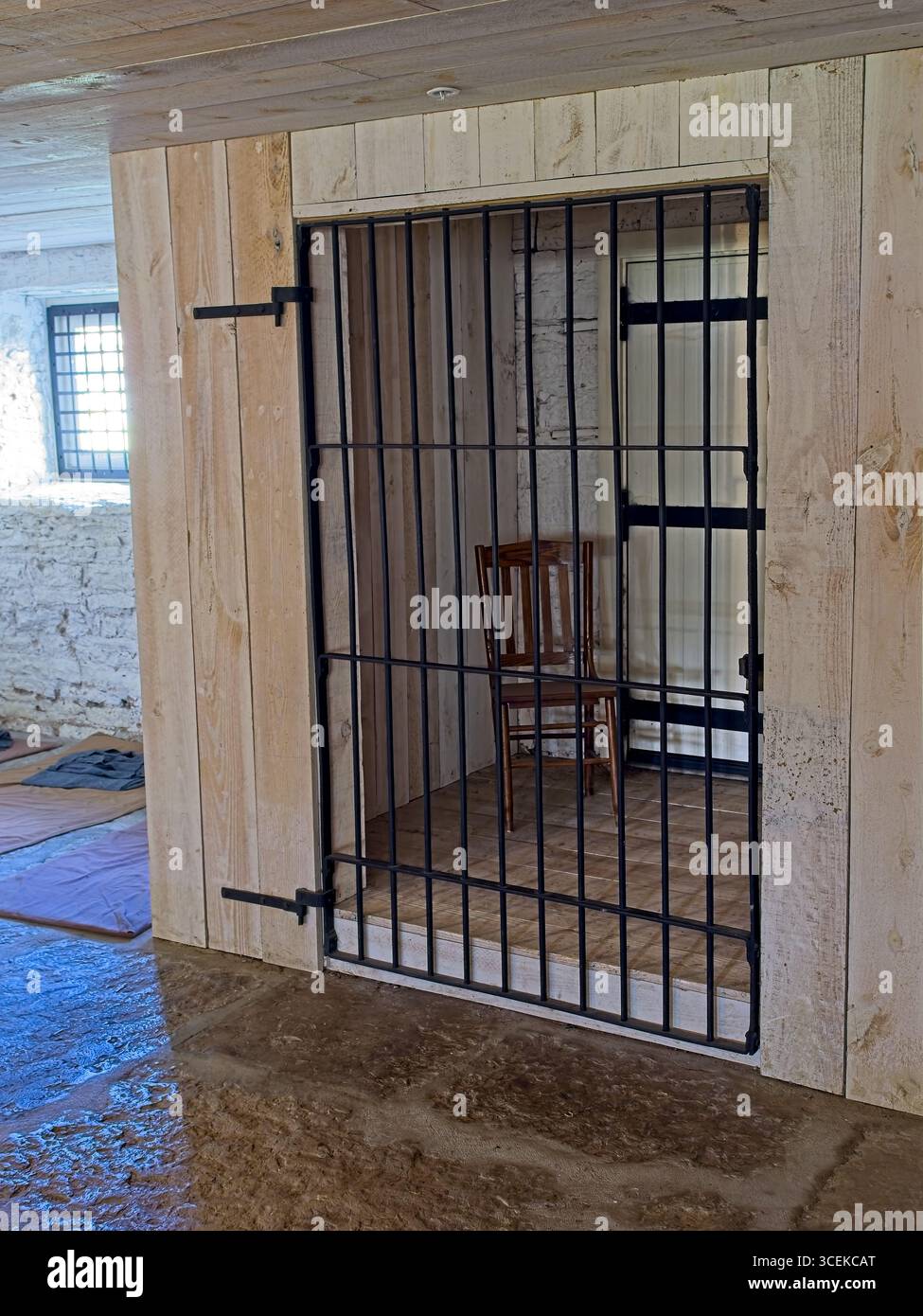 Bars on entry way to jail cell inside Frontier courthouse and jail at ...