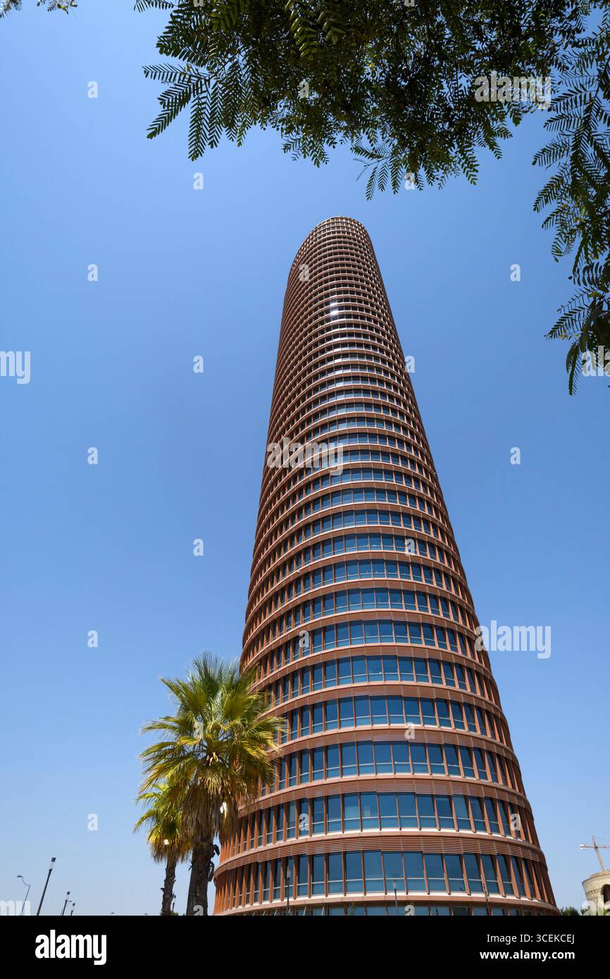 Torre Sevilla also known as Torre Pelli is the iconic round skyscraper ...