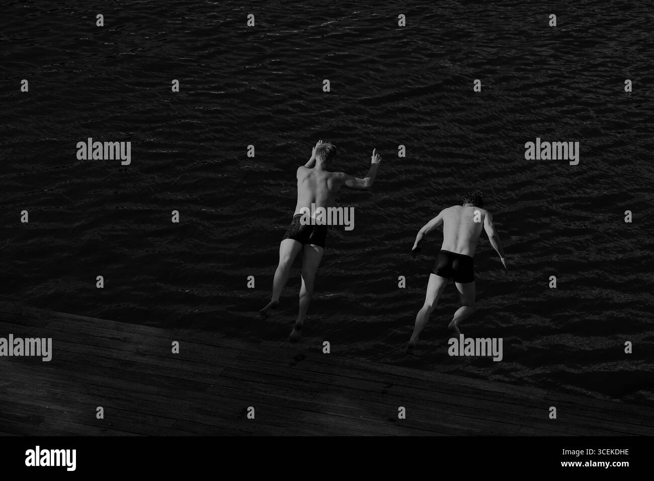 View wooden dock in Black and White Stock Photos & Images - Alamy