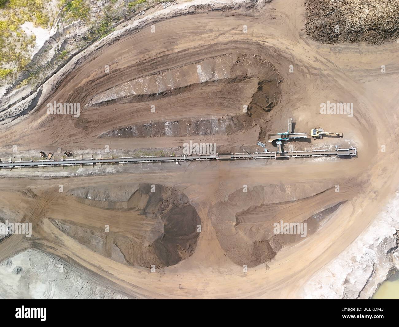 Aerial View of Open-Pit Mining Operation with Conveyor System ...