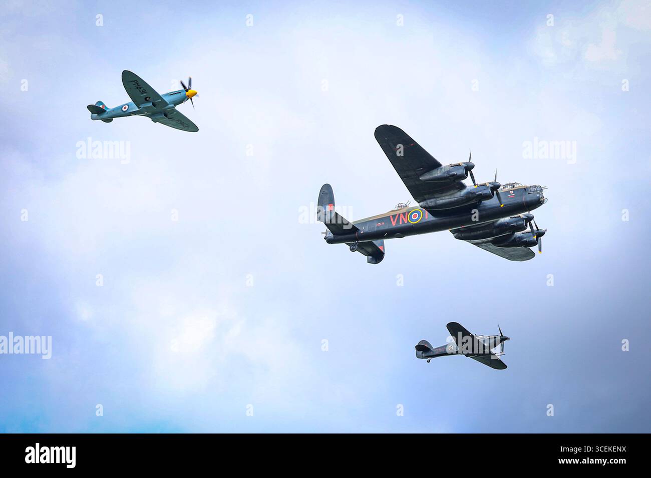 Spitfires arrives during the Battle of Britain Memorial flight at the ...