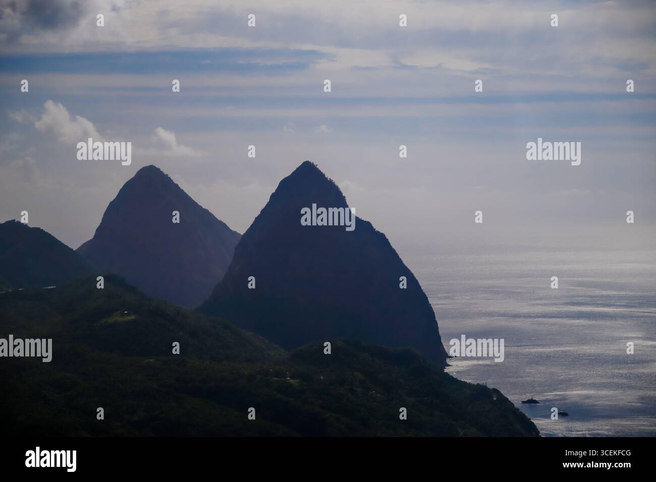 The Pitons, Saint Lucia - December 22, 2015: Tropical landscapes and ...