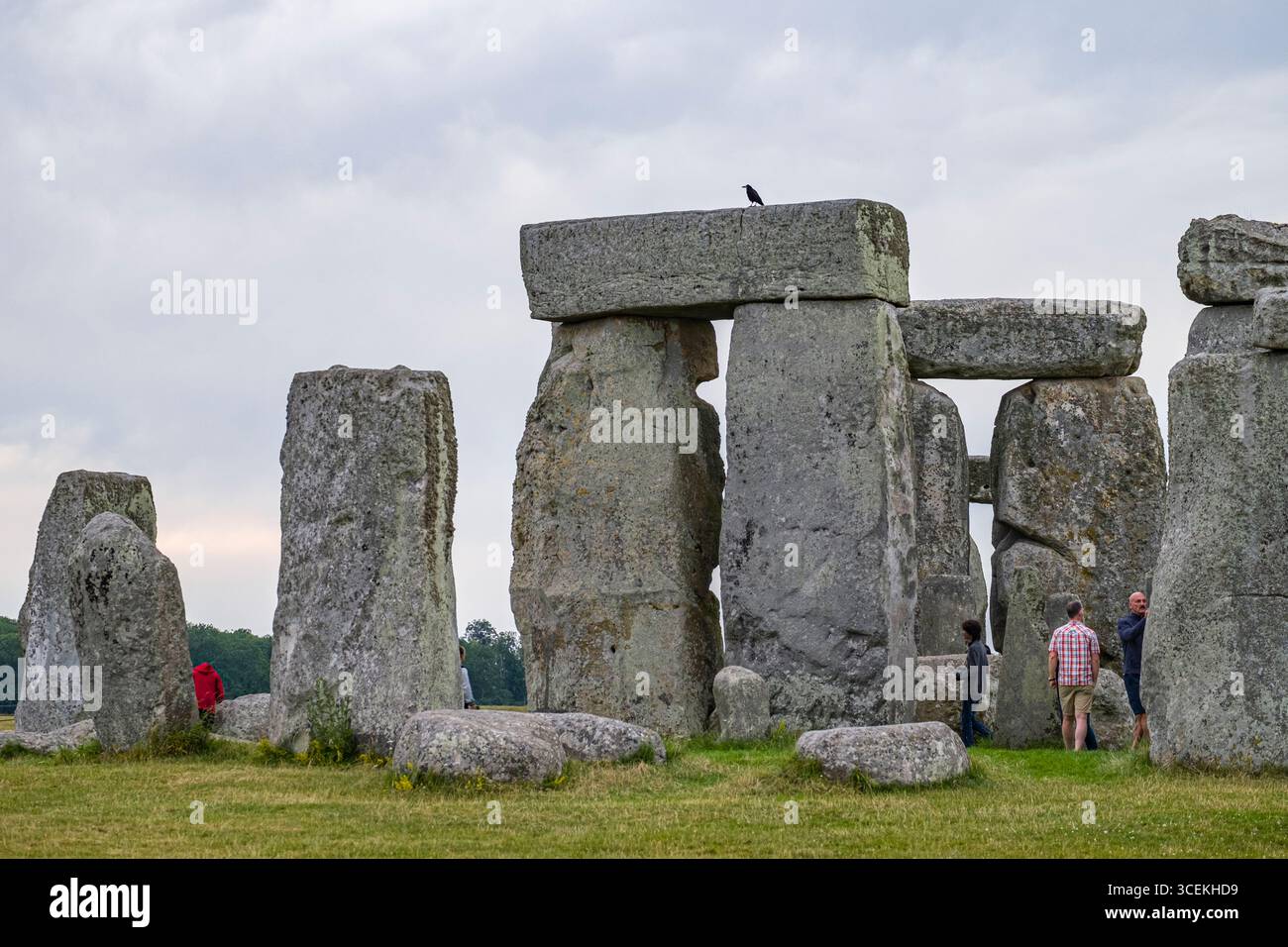 Standing stones set in a ring at Stonehenge prehistoric Bronze Age ...