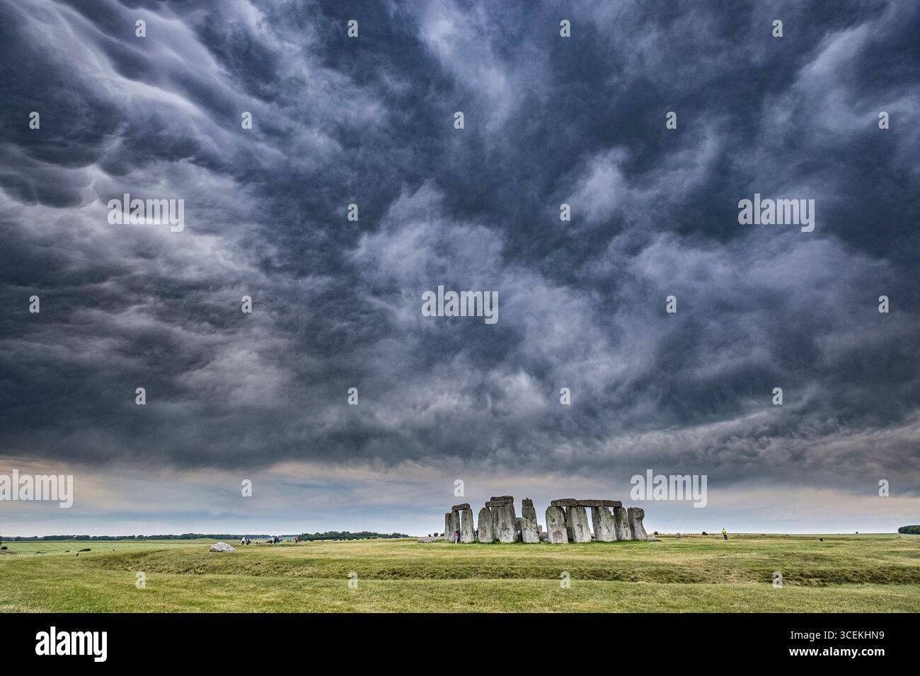 Standing stones set in a ring at Stonehenge prehistoric Bronze Age ...