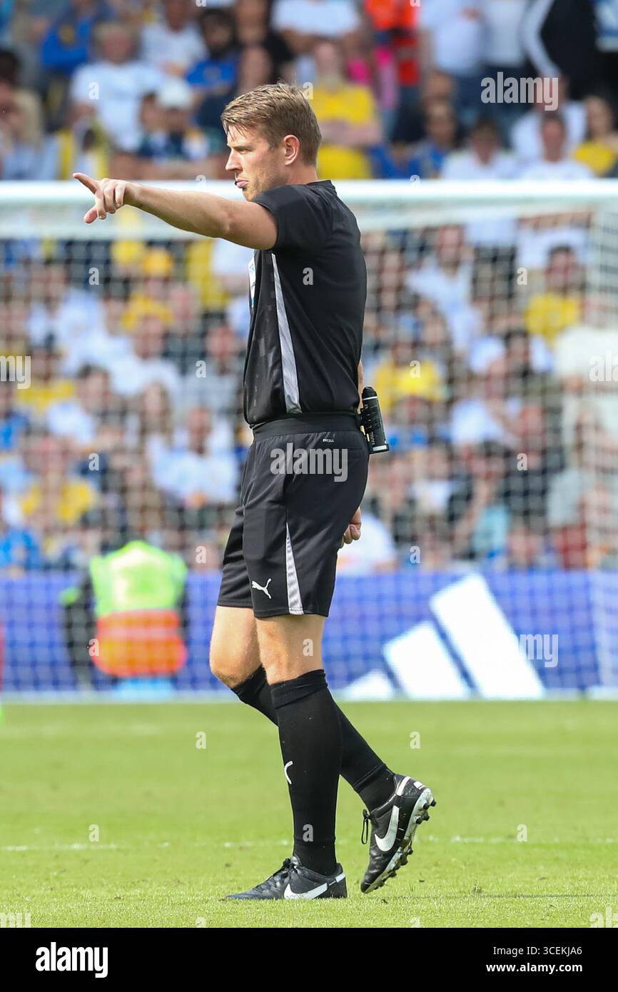 Referee Sam Barrott during the Leeds United FC v Villarreal CF Pre ...