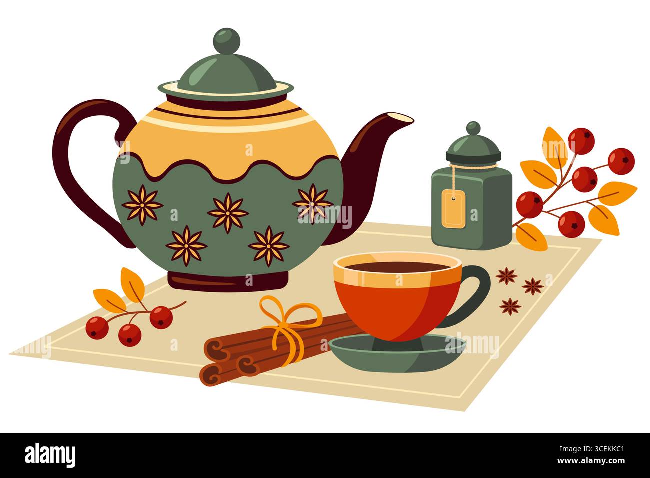 Mug hot coffee cinnamon Stock Vector Images - Alamy