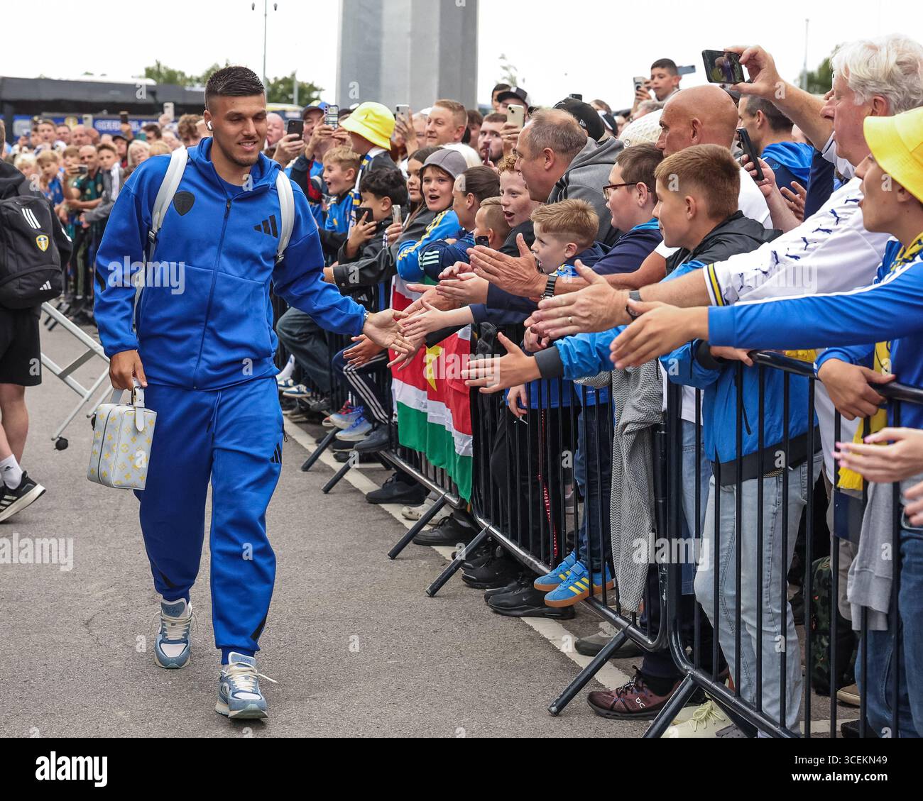 Joël Piroe of Leeds United arrives during the Premier League match ...