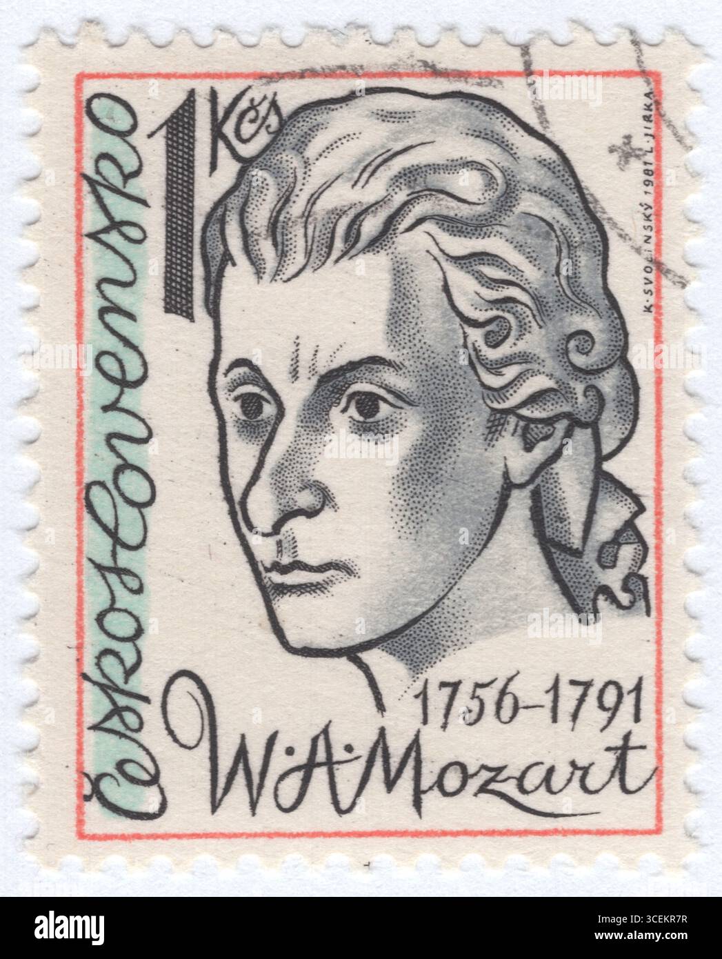 CZECHOSLOVAKIA - 1981 June 10: 1 koruna multicolored postage stamp ...
