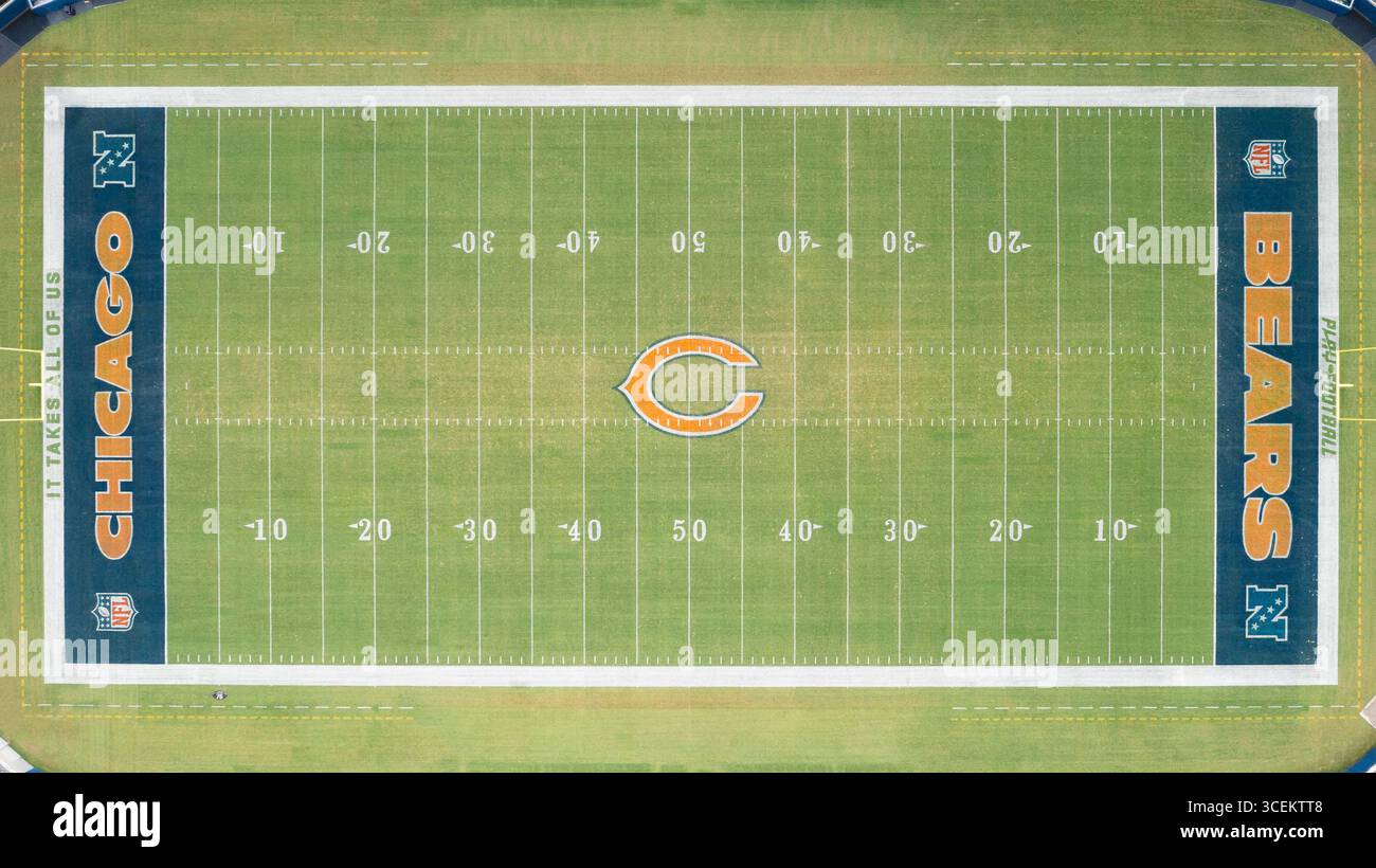 An aerial view of Soldier Field, home to the Chicago Bears, football ...