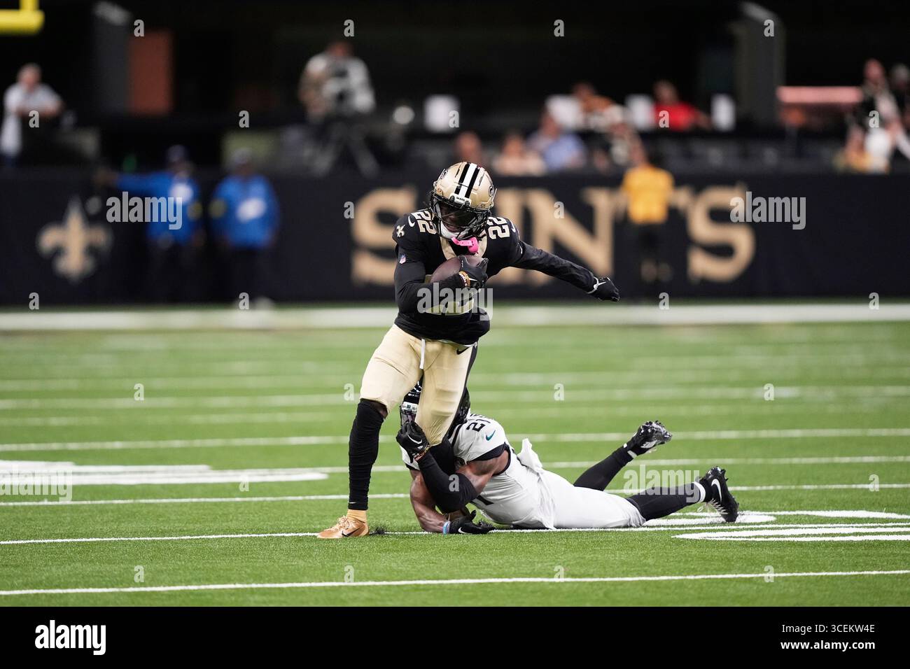 New Orleans Saints wide receiver Rashid Shaheed (22) carries against Jacksonville Jaguars ...