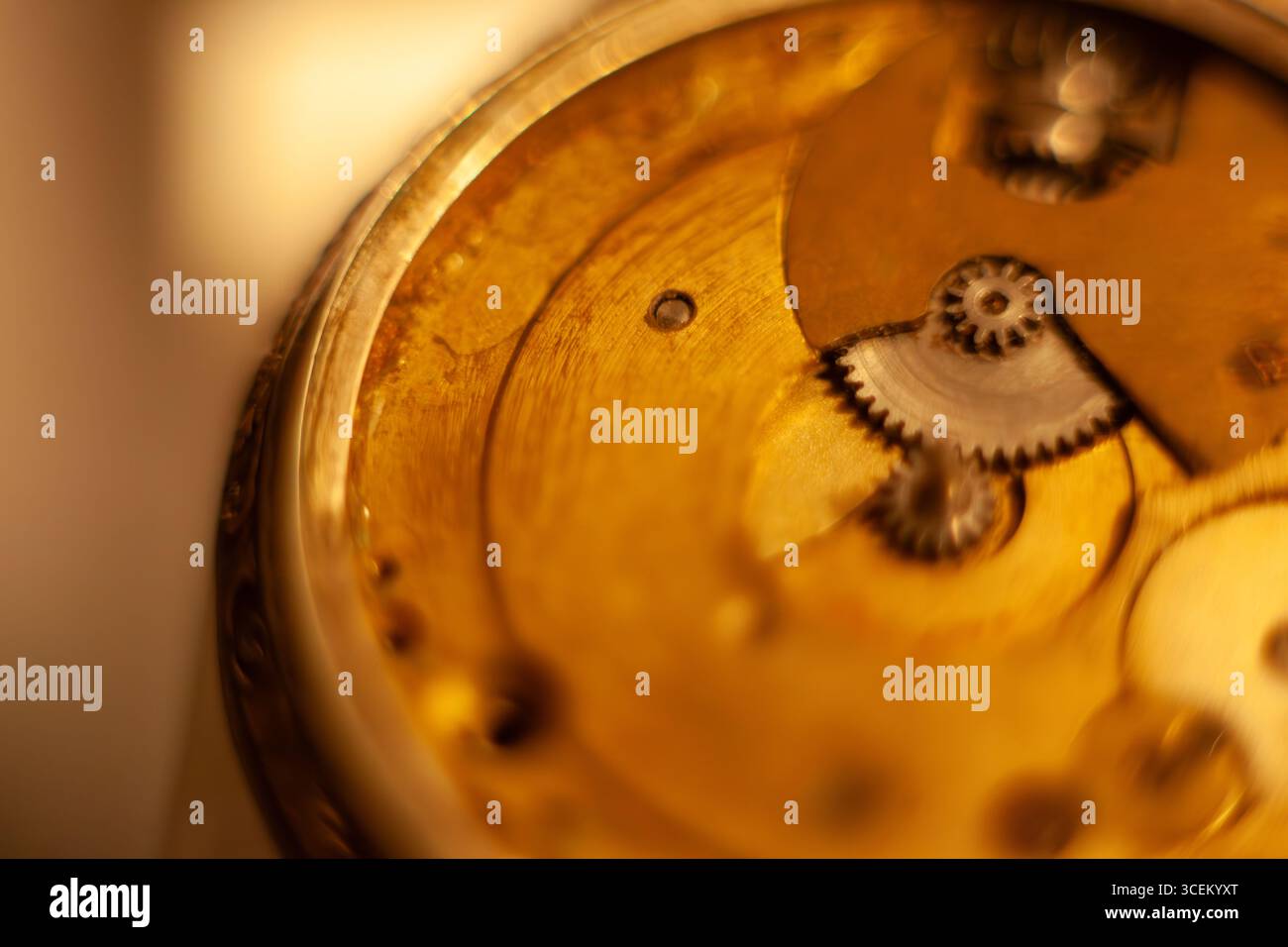 Extreme Close-Up of Antique Pocket Watch Cogs and Mechanisms with ...