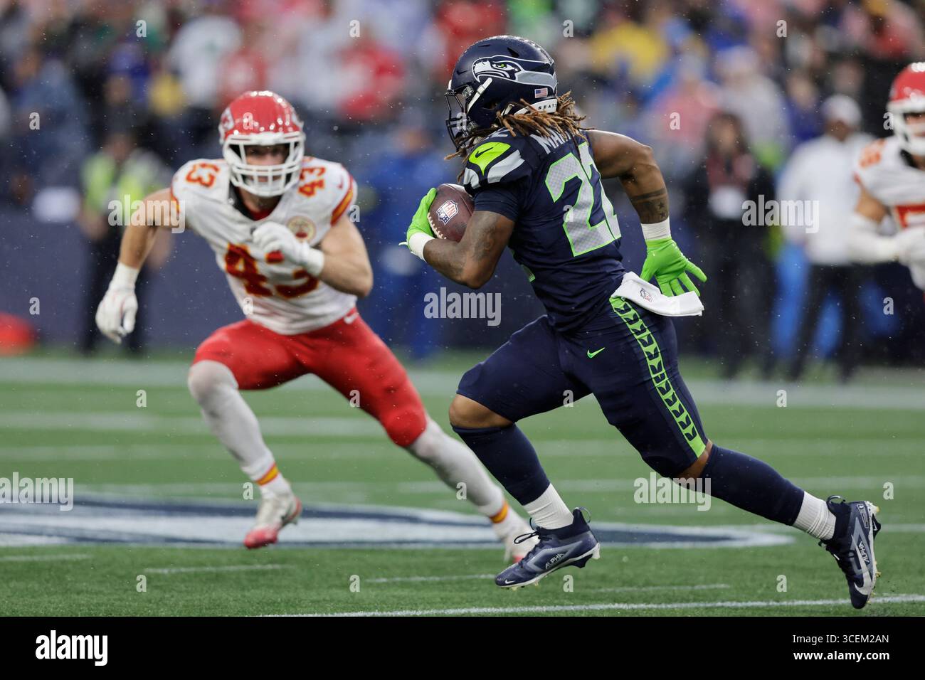 Seattle Seahawks running back Damien Martinez (22) carries the ball ...
