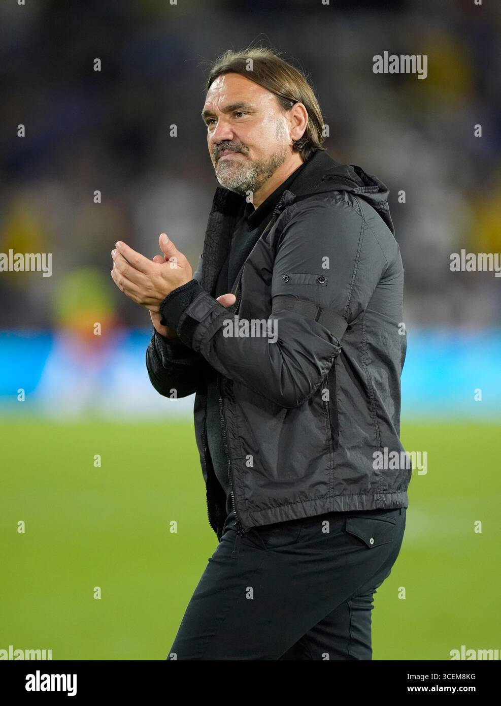 Leeds United manager Daniel Farke celebrates victory after the Premier ...