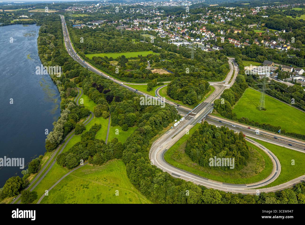 Luftbild, Sanierung der Anschlussstelle Witten-Herbede der Autobahn A43 ...