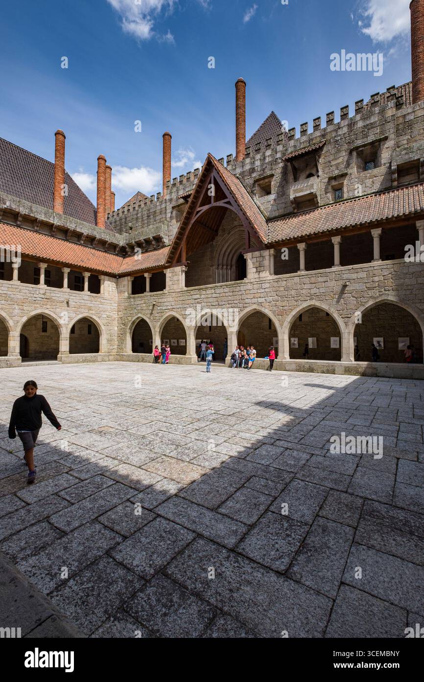 Courtyard and chapel entrance in the Palace of the Dukes of Braganza ...