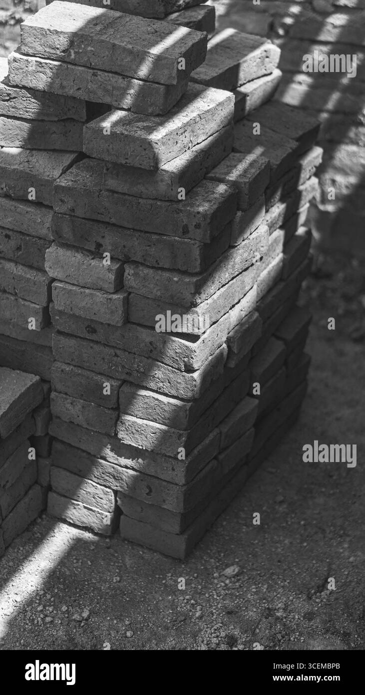 The texture of red bricks creates a classic and aesthetic look, serving ...