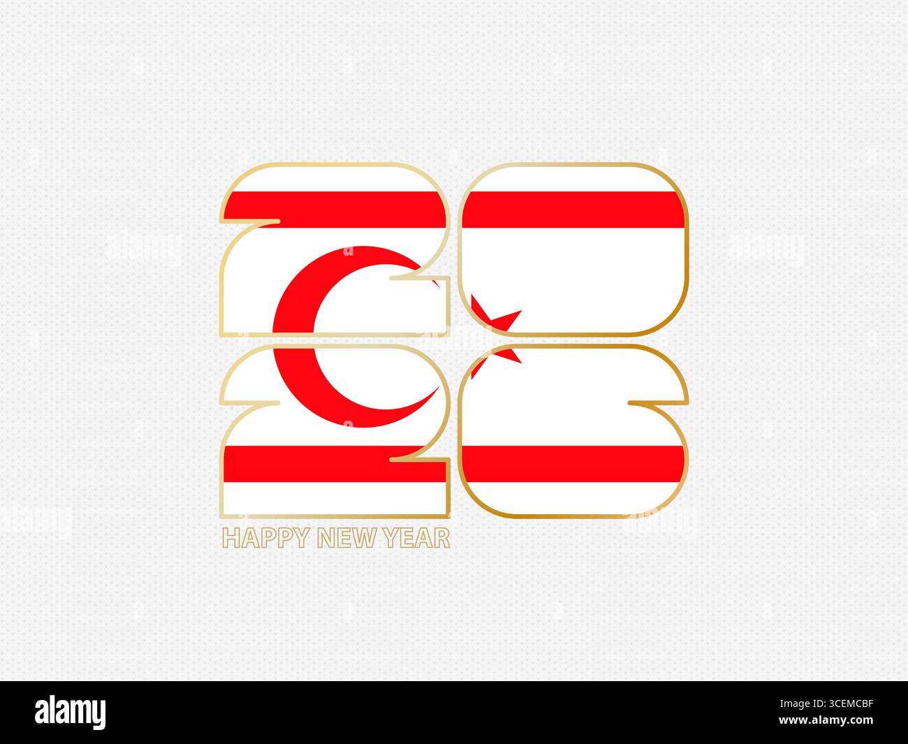Abstract numbers 2026 with flag of Northern Cyprus. Vector illustration ...