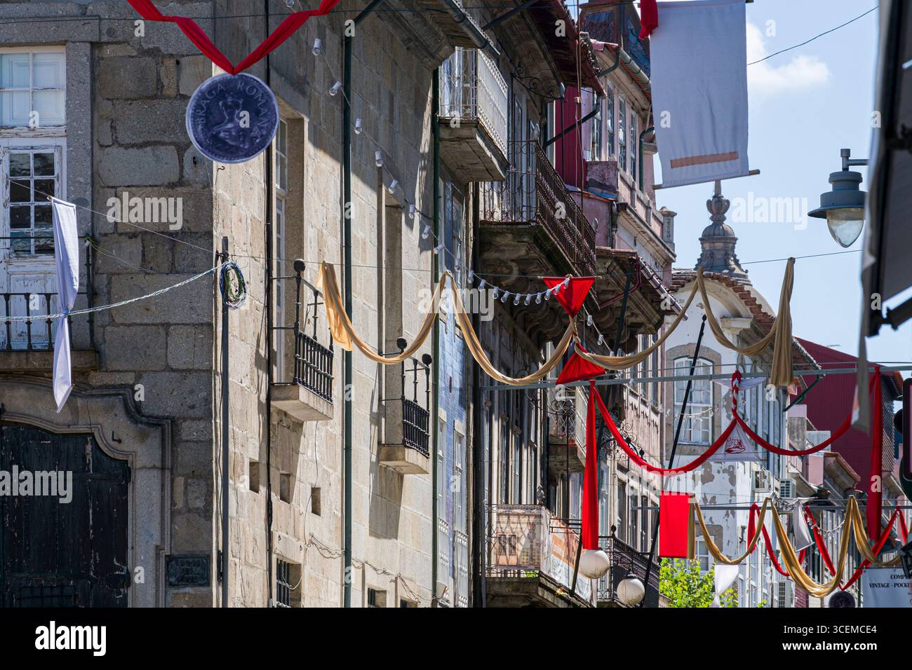 Red banners and decorations for the Roman Braga celebration, Sé, Braga ...