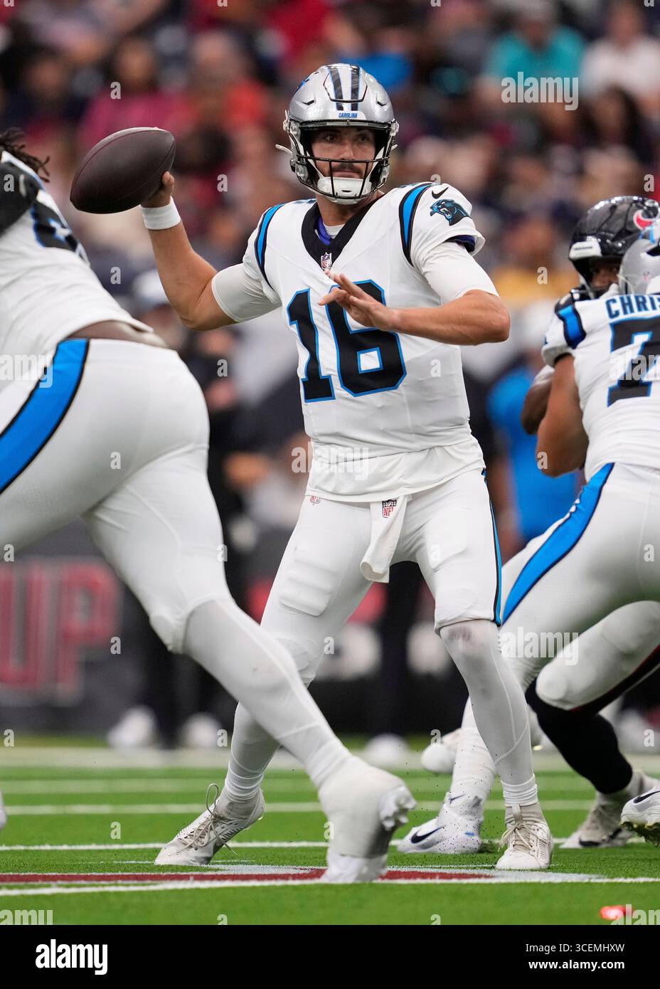 Carolina Panthers quarterback Jack Plummer (16) throws during an NFL ...