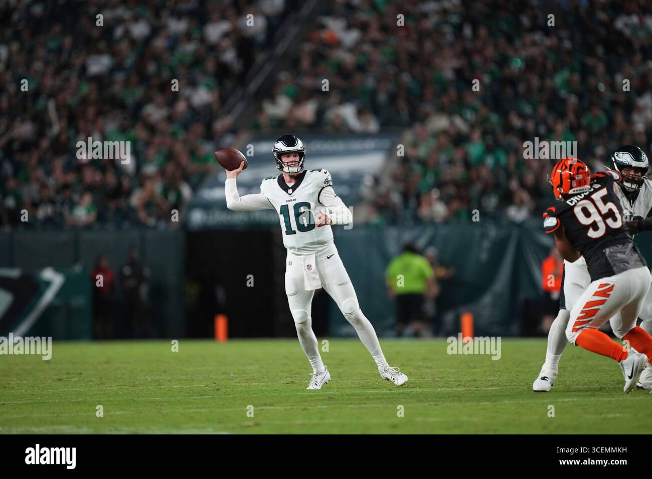 Philadelphia Eagles quarterback Tanner McKee in action during an NFL ...