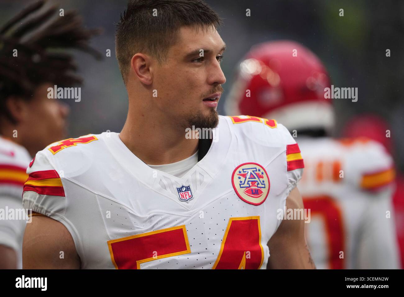 Kansas City Chiefs linebacker Leo Chenal looks on before an NFL ...
