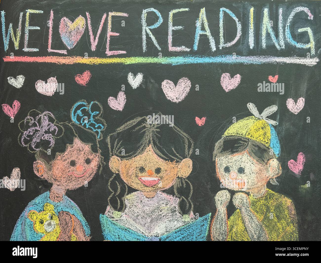 chalk drawing for children promoting the Love of Reading Stock Photo ...