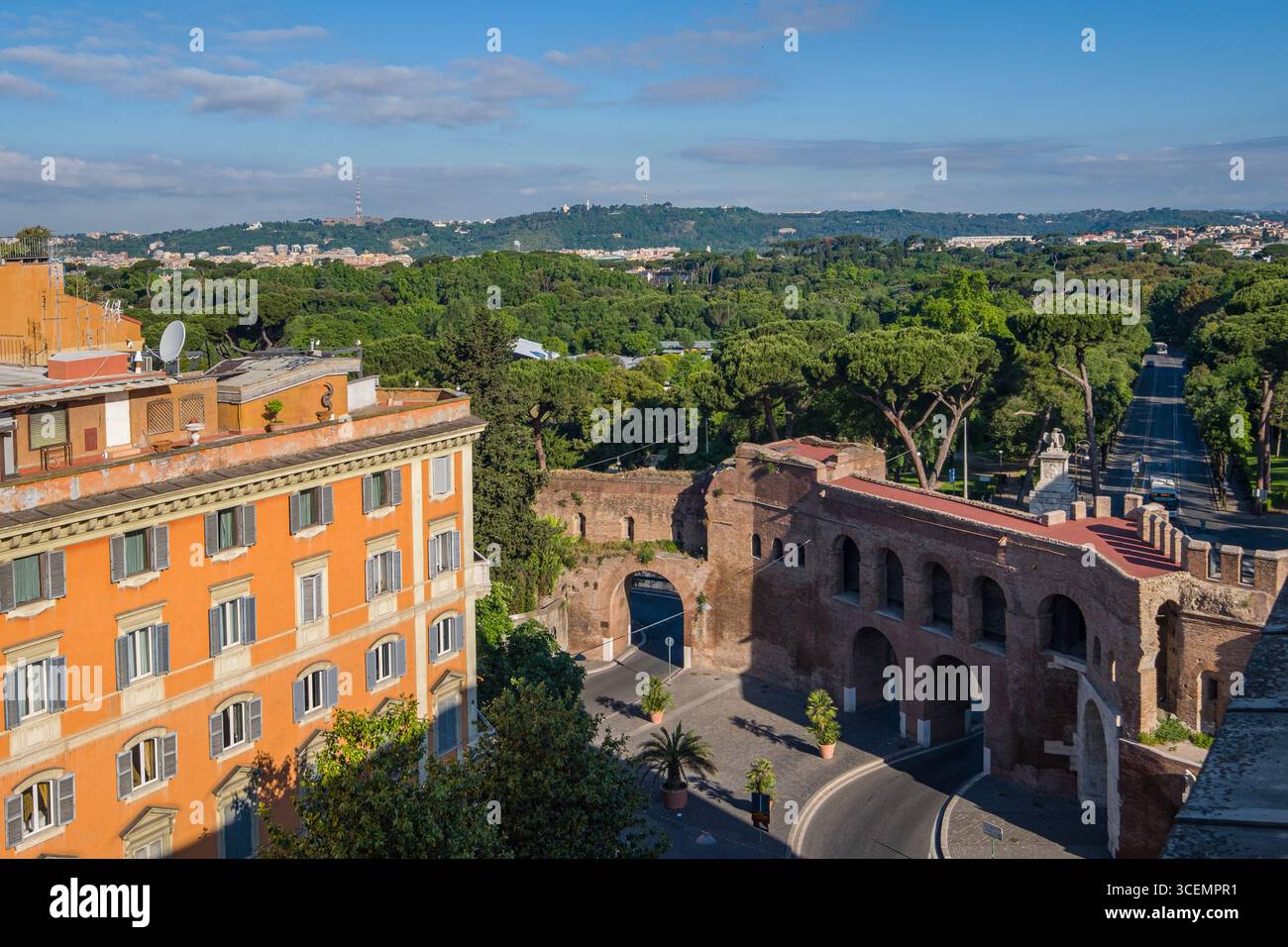 Villa Borghese gardens and the Porta Pinciana gate in the Aurelian ...