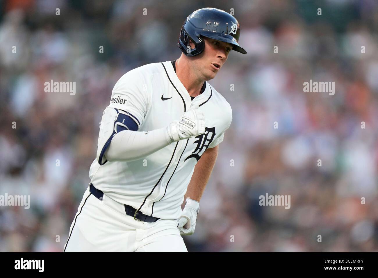Detroit Tigers' Kerry Carpenter runs after hitting a triple that scored ...