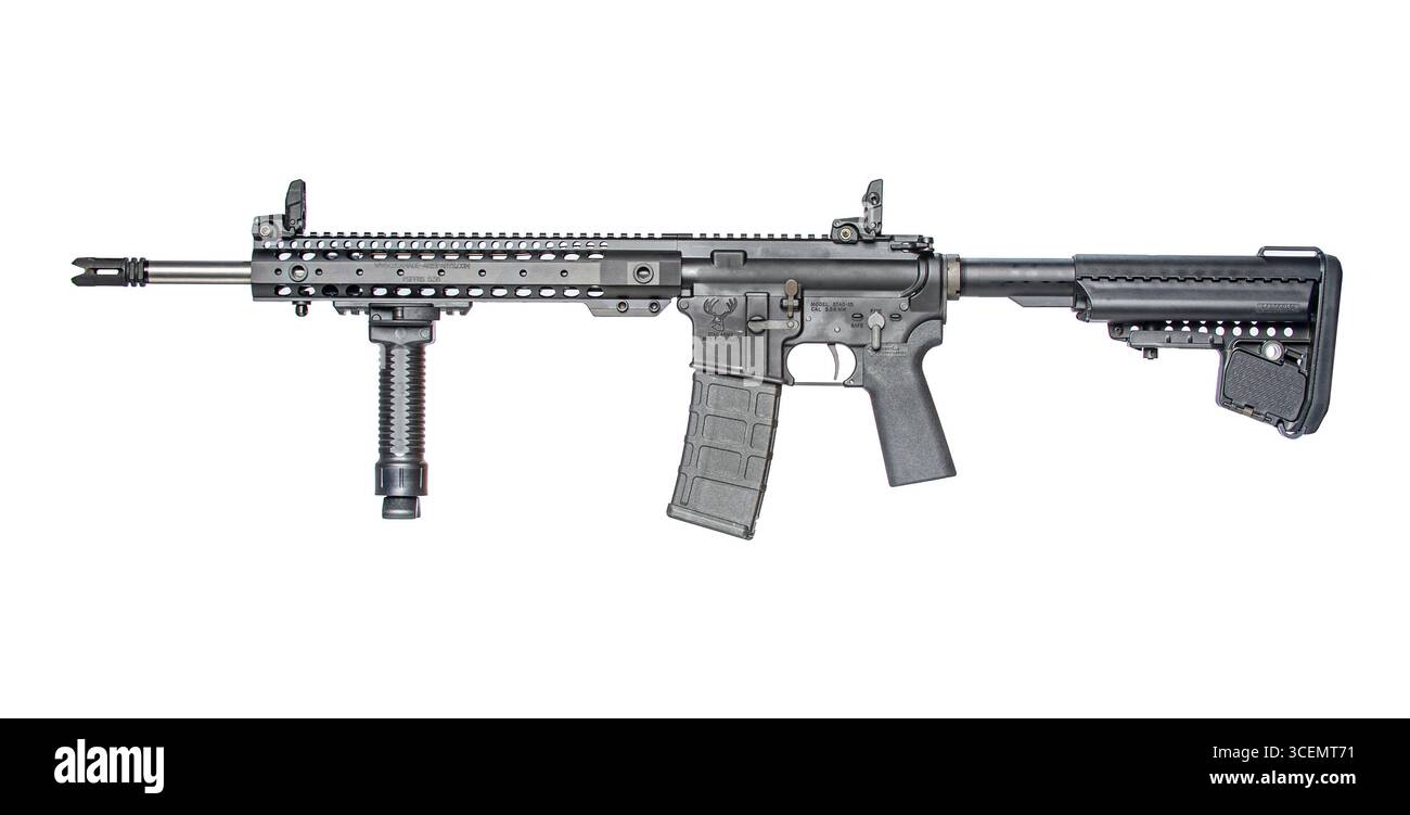 AR-15 semi-automatic rifle assembled using a Stag Arms Lower and Barnes ...