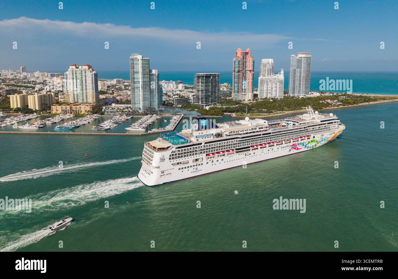 Miami, Florida, USA - March 31, 2025: Cruise ship tour and travel at ...